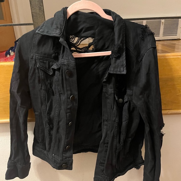 Jackets & Coats | Black Distressed Jean Jacket | Poshmark